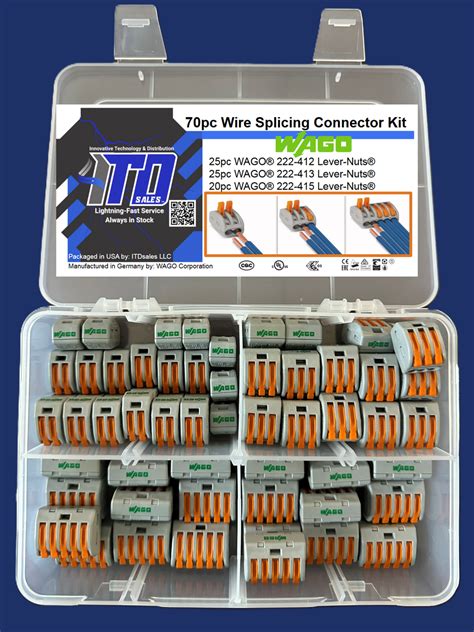 Wago 222 Series Lever Nut 70pc Wire Splicing Connector Kit With Case