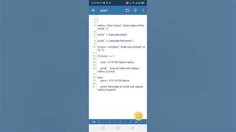 Python Program To Calculate Area Of Circle Or Perimeter Of Circle Youtube
