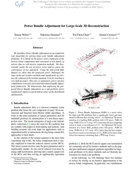 Weber Power Bundle Adjustment For Large Scale 3d Reconstruction Cvpr 2023 Paper Pdf