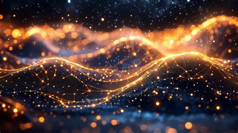 Dynamic Abstract Waves Of Glowing Orange Particles Create Mesmerizing Visual Effect Evoking