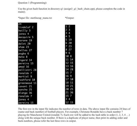 Question 1 Programming Use The Given Hash Function