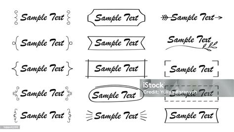 텍스트 제목 프레임 벡터는 낙서 스타일로 설정됩니다 스케치 테두리 손으로 그린 스타일의 간단한 따옴표 텍스트 상자 드로잉에 대한 스톡 벡터 아트 및 기타 이미지 Istock