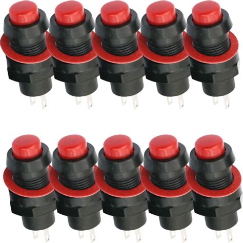 chave botão push button ds 211 250vac 1a 2t com trava vermelho kit