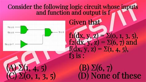 Consider The Following Logic Circuit Whose Inputs And Function And Output Is F Gate 2002 Youtube
