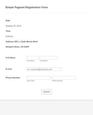 Simple Pageant Registration Form Template Jotform