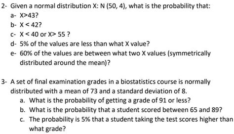 Solved 2 Given A Normal Distribution X N504 What Is The