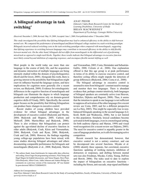 Pdf A Bilingual Advantage In Task Switching