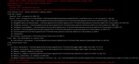 unknownerror session deleted because of page crash from tab crashed