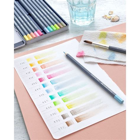 Faber Castell აკვარელის ფერადი ფანქრები პასტელური ფერები მეტალის ყუთში 12 ცალი Veli Store