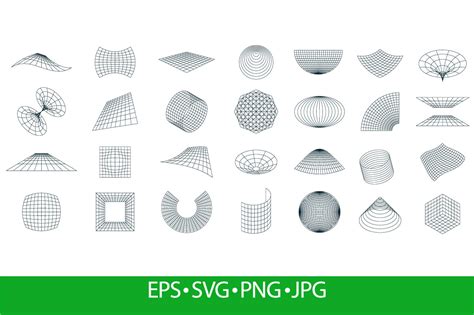 Abstract Grid Set Futuristic Geometric Graphic By Frogella Stock Creative Fabrica