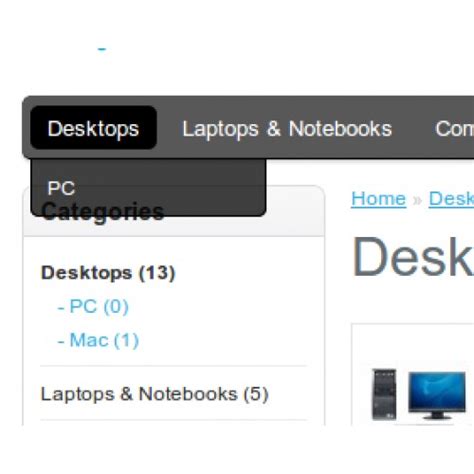 OpenCart Show Hide Subcategories From Top Menu
