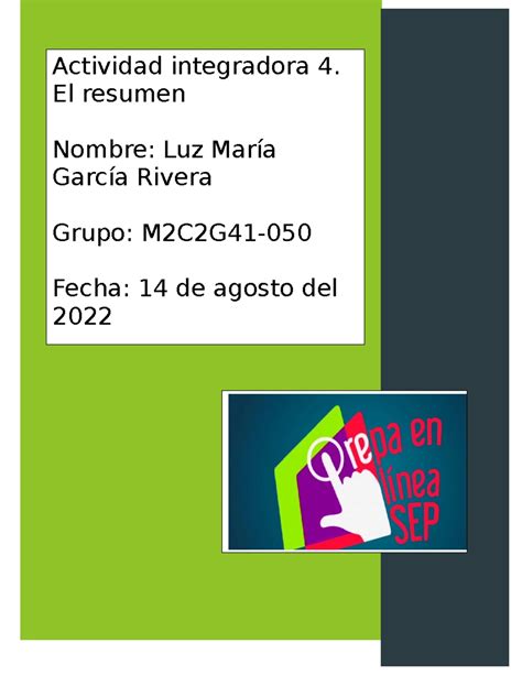 Proyecto Integrador Modulo 2 Proyecto Integrador Mi Proyecto De Vida Nombre Luz María Garcia