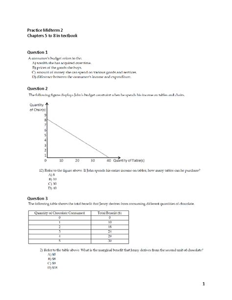 Practice Midterm Principles Of Economics ECON ECON Chapters To In Textbook