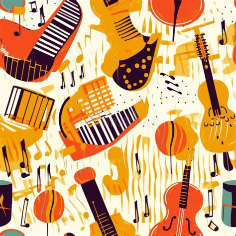 Jazz Seamless Pattern Musical Instruments Creating A Background