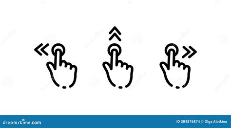 Hand Cursor Touch Screen Gestures Icon Set Swipe To Left Right Up Icon Set Hand Finger Left