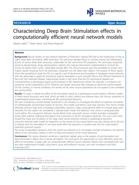 Pdf Characterizing Deep Brain Stimulation Effects In Computationally