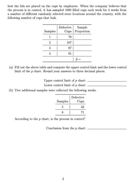 Solved Statistical Process Control Part B Martha S Chegg