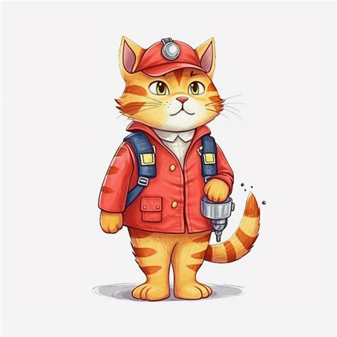 Premium Ai Image Illustration Of A Firefighter Cat