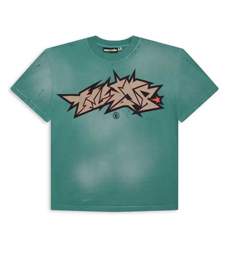 Hellstar Cracked Logo Distress Tee Green Restock Ar