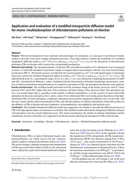 Application And Evaluation Of A Modified Intraparticle Diffusion Model