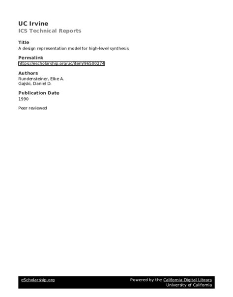 Pdf A Design Representation Model For High Level Synthesis Elke Rundensteiner