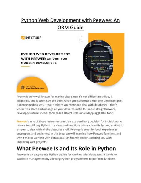 Python Web Development With Peewee An Orm Guide Pdf