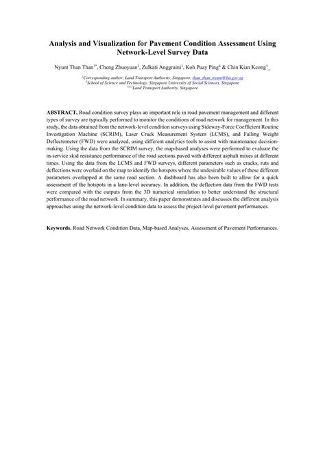 Pdf Analysis And Visualization For Pavement Condition Assessment