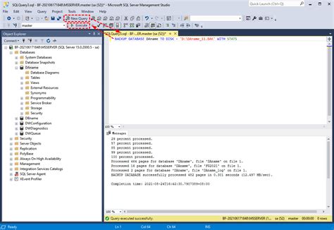 Backup SQL Server With BACKUP DATABASE TO DISK Command