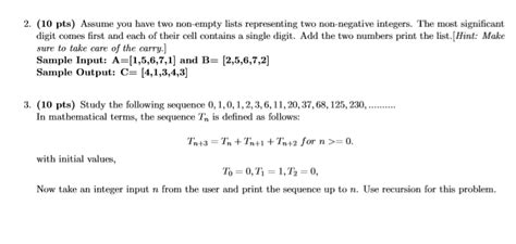 Solved 2 10 Pts Assume You Have Two Non Empty Lists