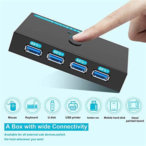Getuscart Sgeyr Usb 3 0 Switch Selector Metal Usb Switcher Box With 2 Computers Sharing 4 Usb