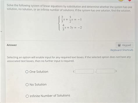 solved solve the following system of linear equations by