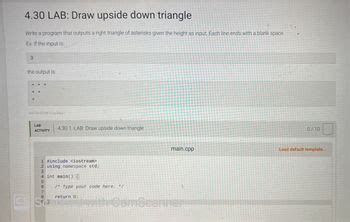 Answered LAB Draw Upside Down Triangle Write A Program That Outputs A Right Triangle Of