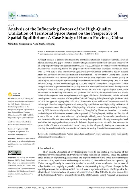 Pdf Analysis Of The Influencing Factors Of The High Quality Utilization Of Territorial Space