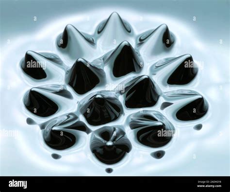 Ferrofluid In The Magnetic Field Produced By A Magnet The Peaks Formed In The Ferrofluid Are