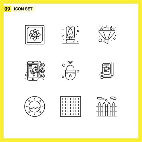 Paquete De Iconos Vectoriales De Stock De 9 Signos Y Símbolos De Línea