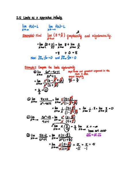 Section 25 Notes For Ms Walkers Calculus 1 Class 2 Limits As X Approches Infinity Lim Lim