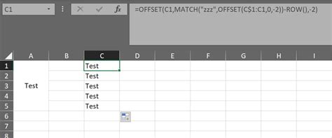 use offset function on merge cells excel stack overflow