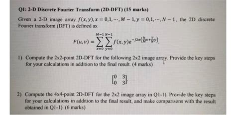 solved q1 2 d discrete fourier transform 2d dft 15
