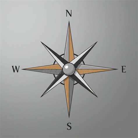 Compass Rose Featuring Eight Points With Alternating Gold And Gray