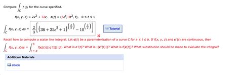solved compute f ds for the curve specified f x y z