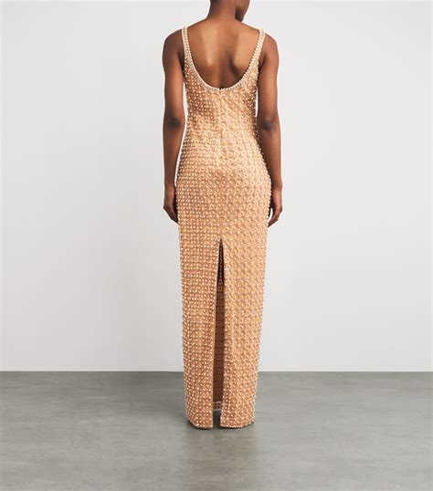 Pamella Roland Nude Embellished Gown With Cape Harrods Uk