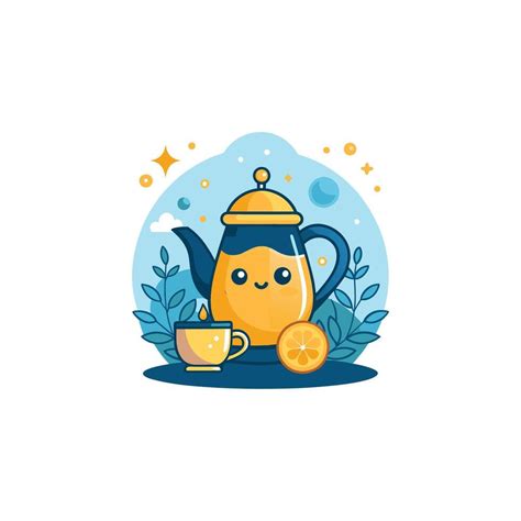 Tea Time Cartoon Illustration Flat Cartoon Style 53915780 Vector Art