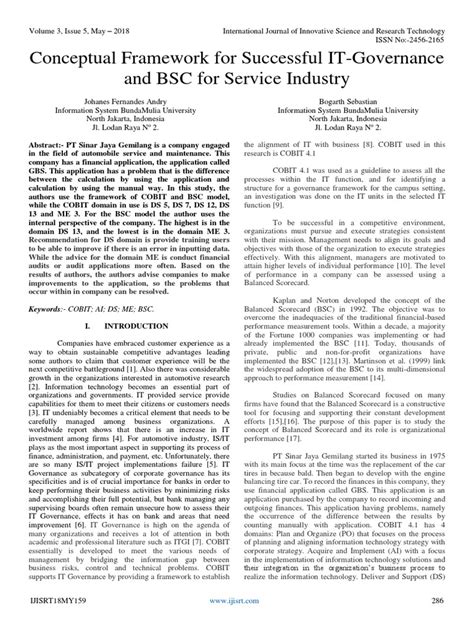 Conceptual Framework For Successful It Governance And Bsc For Service