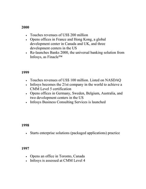 History Of Infosys Docx