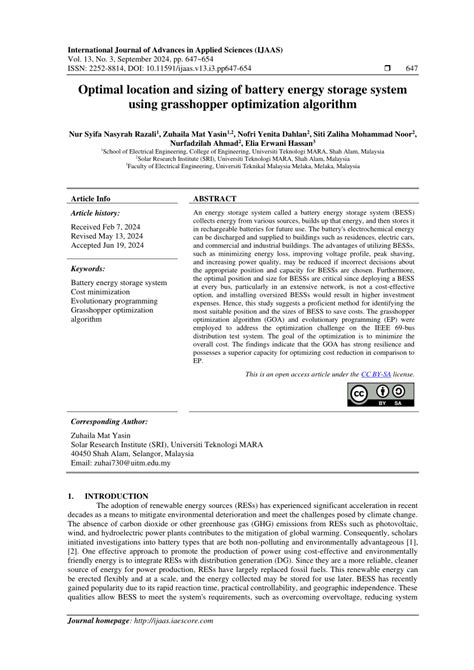 Pdf Optimal Location And Sizing Of Battery Energy Storage System