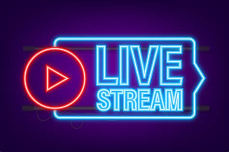 라이브 스트림 로고 네온 아이콘 스트림 인터페이스 벡터 스톡 일러스트레이션 Theatrical Performance에 대한 스톡