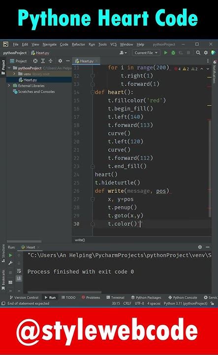 Make A Heart And Print I Love You Using Python Turtle Shorts