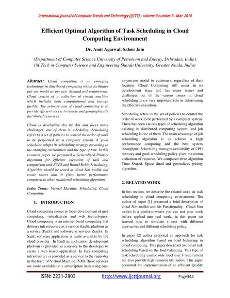 pdf efficient optimal algorithm of task scheduling in cloud computing