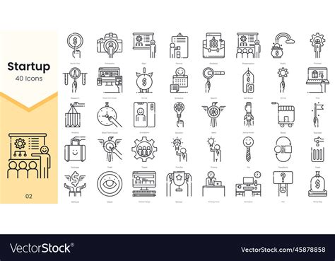 Simple Outline Set Of Startup Icons Thin Line Vector Image