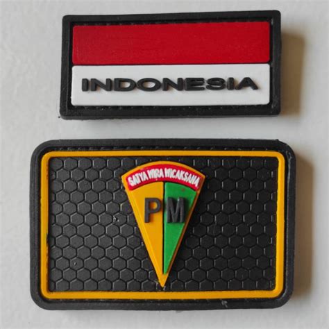 Jual Patch Rubber Logo Pm Polisi Militer Bendera Kecil Indonesia Rubber Patch Tni Karet Velcro